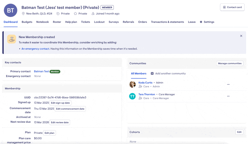 How to Manually Add a Contract Between a Member and Helper