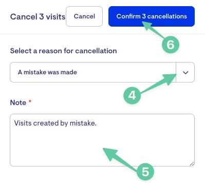 Cancelling a Visit