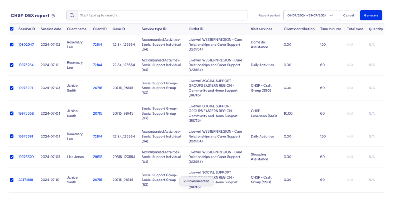 Running the CHSP DEX Report