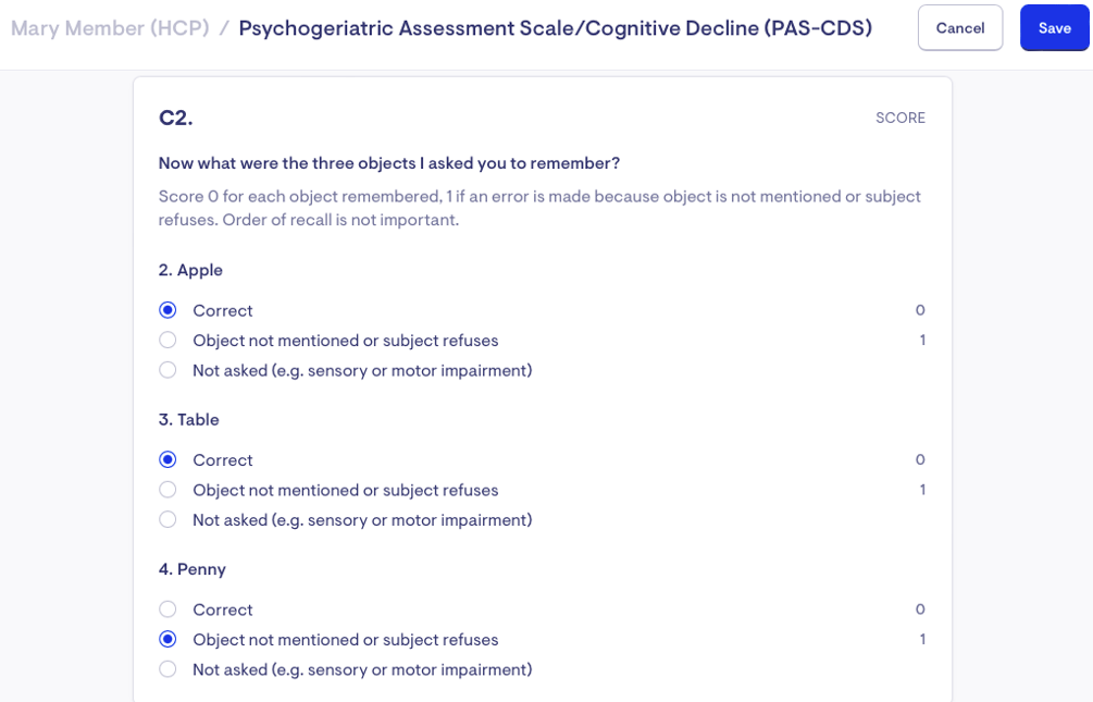 Psychogeriatric Assessment Scale/Cognitive Decline (PAS-CDS)