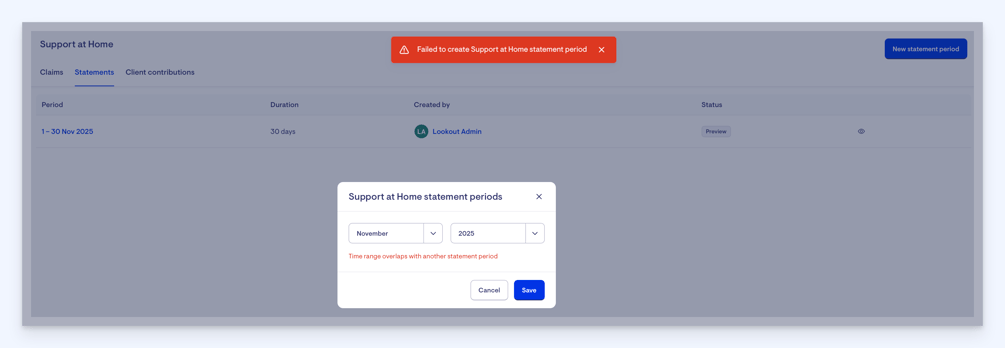 Support at Home statements