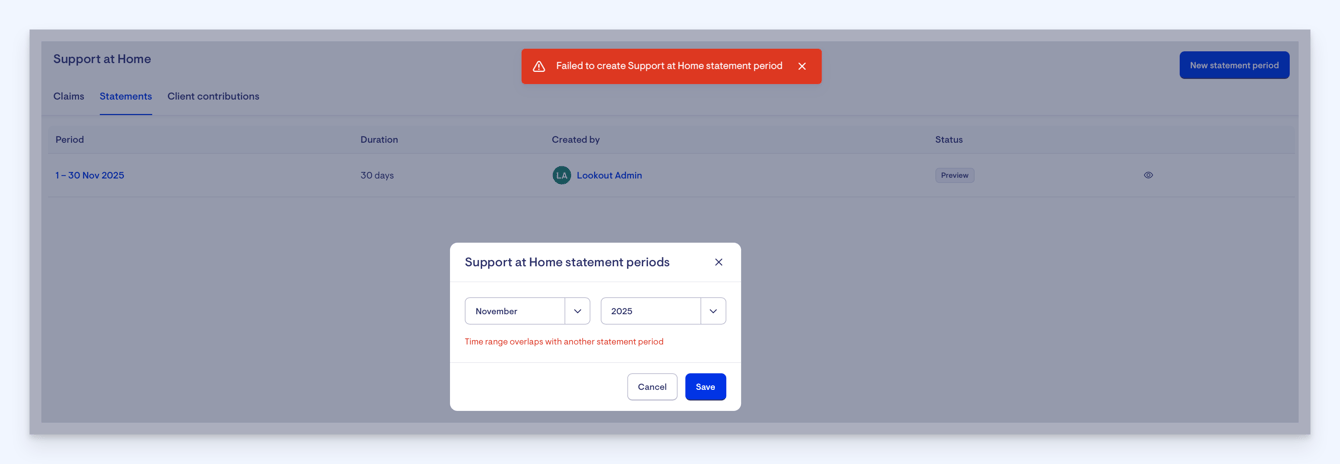 Support at Home statements